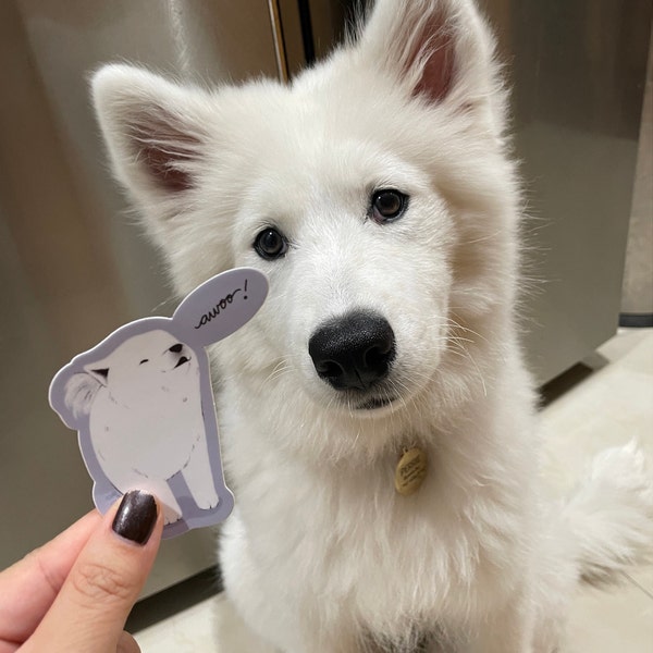 Smol Awoo Samoyed Waterproof Vinyl Sticker - Etsy