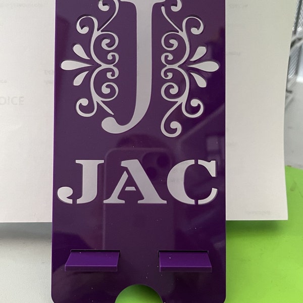 Mobile Phone Stand - Personalised With Name and Initial - Available in ...