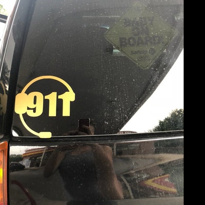 Dispatcher Decal, Thin Gold Line Decal, 911 Dispatch Decal, Thin Gold ...
