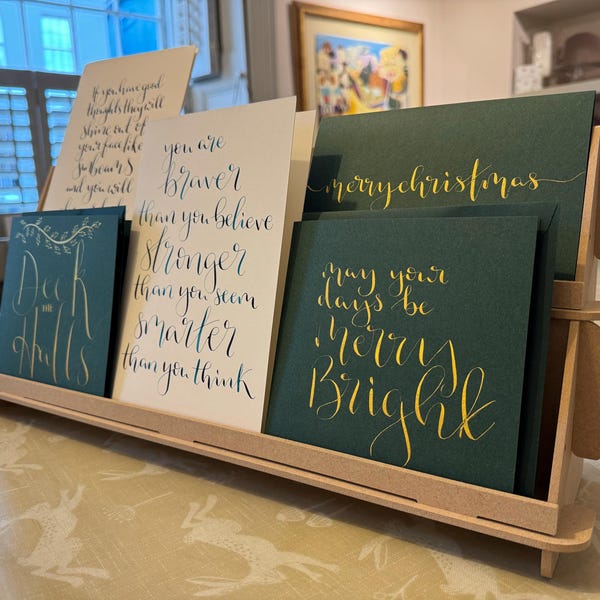 2 Tiered Wooden Craft FAIR Point of Sale Card DISPLAY STAND Retail Cnc ...