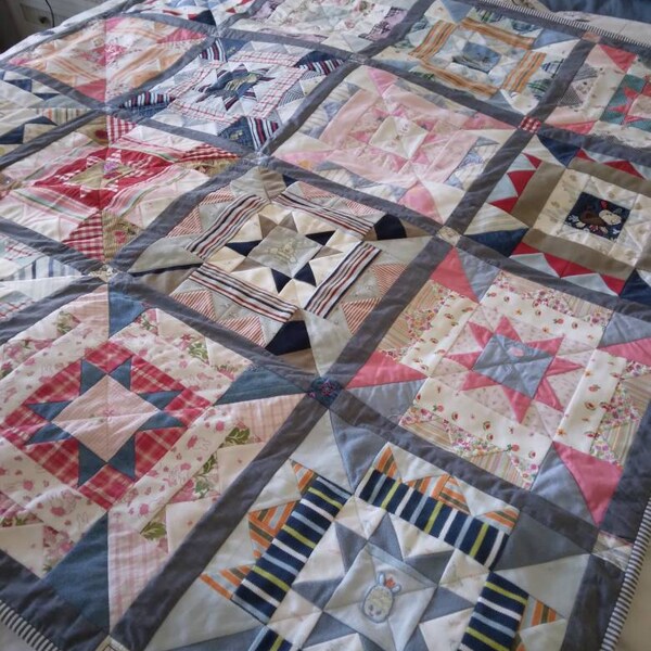 Ombre Puff Memory Quilt Grief Blanket - Memory Throw Made From a Loved ...