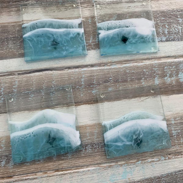 Ocean Wave Epoxy Key Ring Holder - Etsy