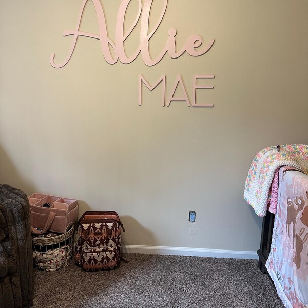 Round Wood Nursery Name Sign 24", Name Sign for Nursery Girl, Boy ...