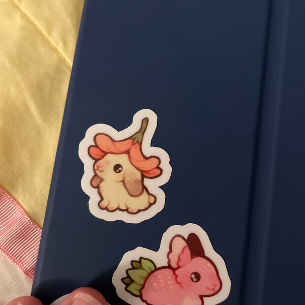 Mini Strawberry Bunny and Flower Bunny Sticker Set of 2 / Cute Rabbit ...