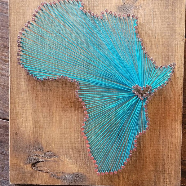 Handmade Africa String Art, Rustic Wood Sign, Custom Engraving - Etsy