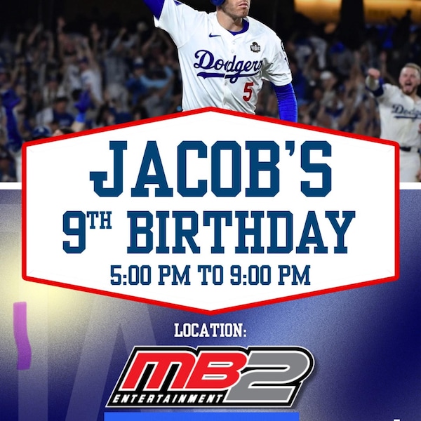Los Angeles Dodgers Style Ticket Invitation, Dodgers Ticket Invite, LA ...