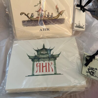 Personalized Dragon Notecards, Asian Chinese Note Cards, Monogrammed ...