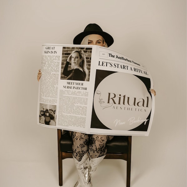 Business Launch Newspaper Template | Editable Canva Announcement ...