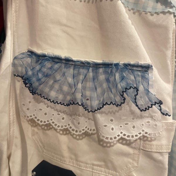 5 Yards Blue Ruffled Trim With Checks, Fill Trim With Checks - Etsy