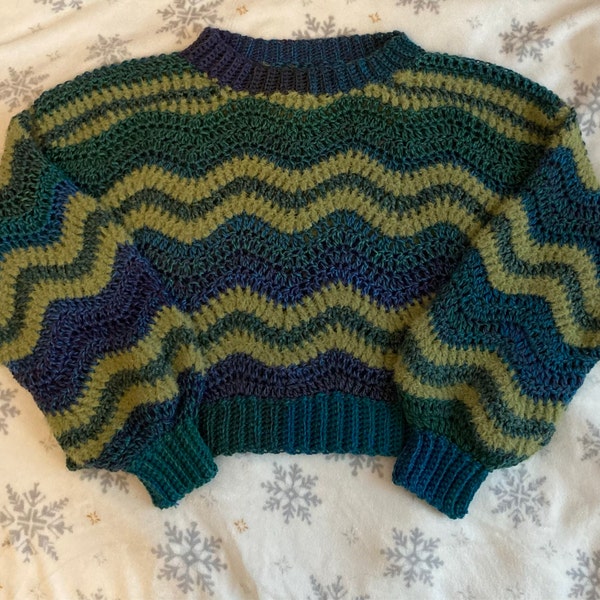 What Morgan Makes Ripple Crew Crochet Sweater PDF Pattern - Etsy
