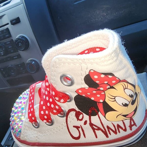 Minnie Mouse Bling Shoes, Minnie Mouse Red Sneakers Shoes, Minnie Mouse ...