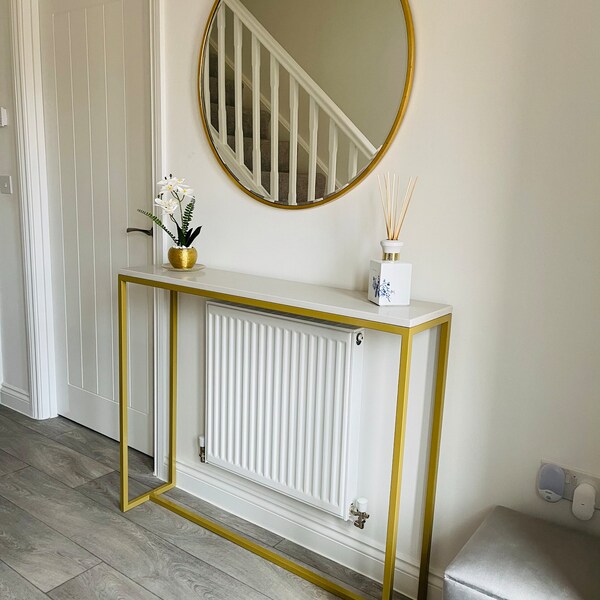 Marble Console Table Radiator Cover With Art-deco Pattern on the Sides ...