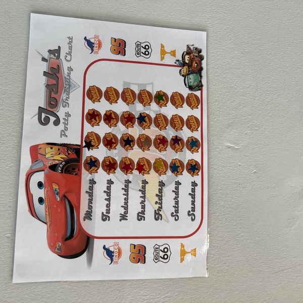 Personalised Cars Lightning Mcqueen Kids Name Reward Chart A4 Laminated ...