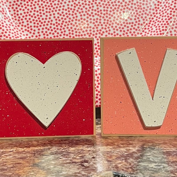 5x5" LOVE Block SET for Valentines Day and Home Decor - Etsy