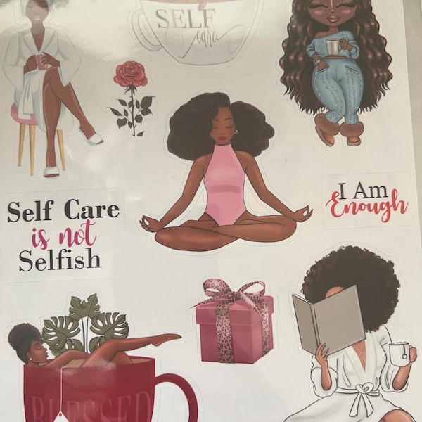 Self-care Stickers |self-love| African American Stickers| |black Girl ...