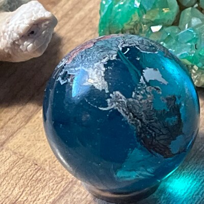 35mm 1.4 Inch Glass Natural Earth Marble W Continents With Stand ...