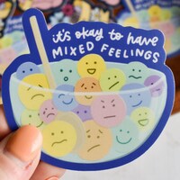 Mixed Feelings Sticker Mental Health Sticker for Her Laptop Decal for ...