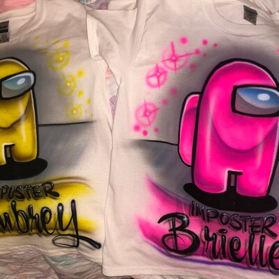 Airbrushed Among Us Design Shirt With Personalized Lettering - Etsy