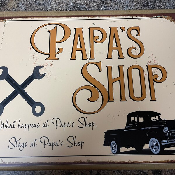 Gift for Papa, Papa's Garage Sign, Gift for Papa Sign, Papa's Sign Gift ...