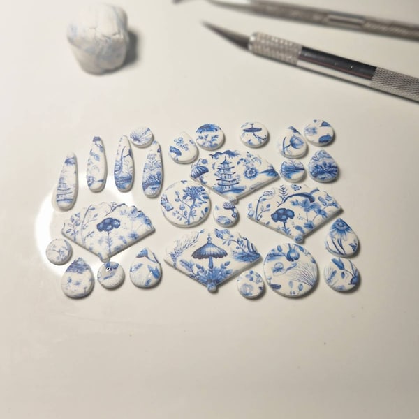 Polymer Clay Transfer Paper | Blue Line Florals | Polymer Clay Transfer ...