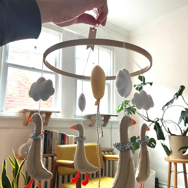 Duck Nursery - Baby Mobile Goose Blue Ribbon - Baby Mobile Boys - Crib ...