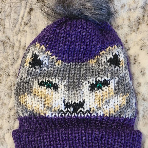 Wolf Hat Beanie Pattern for Addi King 46 Pin Knitting Machine (digital ...