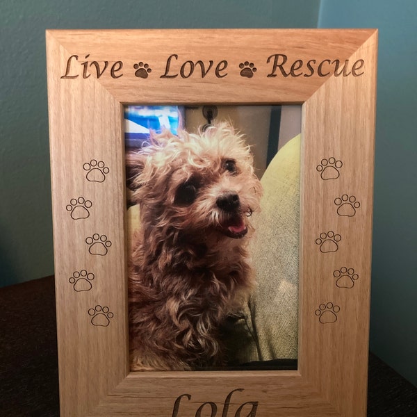 Live Love Rescue Dog Picture Frame Personalized With Names, Engraved ...