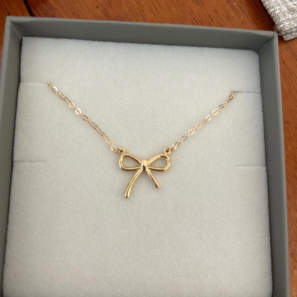 Dainty Bow Necklace • Gold Bow Necklace • Silver Bow Necklace • Ribbon ...