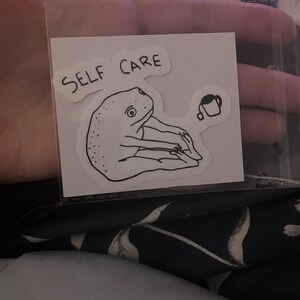 Funny Frog Self Care Sticker, Funny Frog Self Care Retro Sticker, Funny ...
