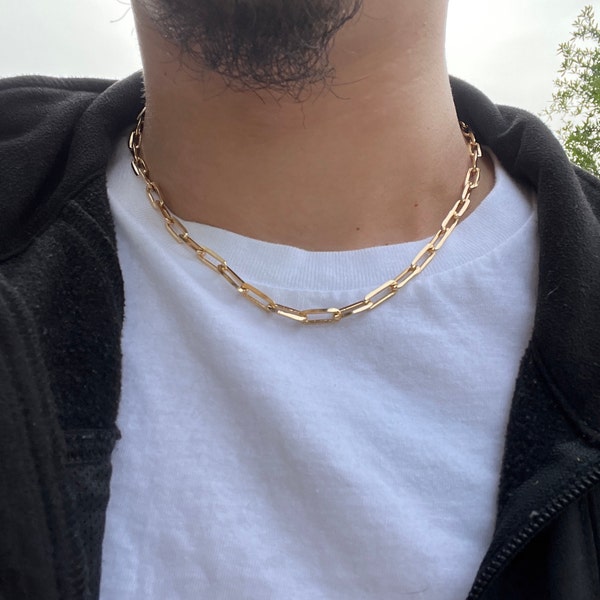 18K Gold Filled Large Paperclip Chain, Extra Chunky Link Necklace, Gold ...