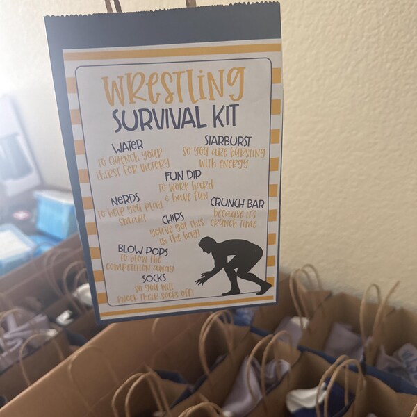 EDITABLE Wrestling Survival Kit Printable, Gift Bag Printable ...