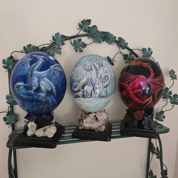 Jade Dragon - Hand Painted Ostrich Egg - Etsy