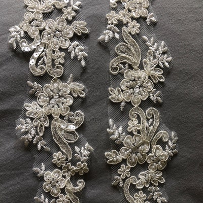 Detachable on or off the Shoulder Ivory or White Beaded Corded Lace ...