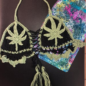 Pot Leaf Hippie Rave Crochet Top, Marijuana Leaf Hippie Festival ...