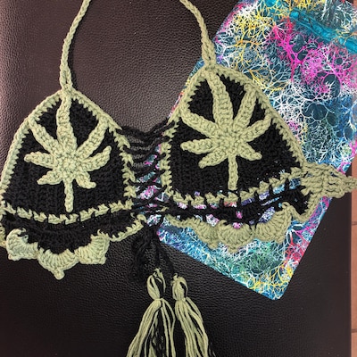 Pot Leaf Hippie Rave Crochet Top, Marijuana Leaf Hippie Festival ...