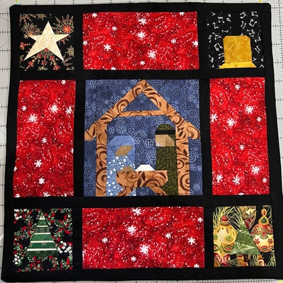 Nativity Scene Baby Jesus, Mary and Joseph Christmas Quilt Block ...
