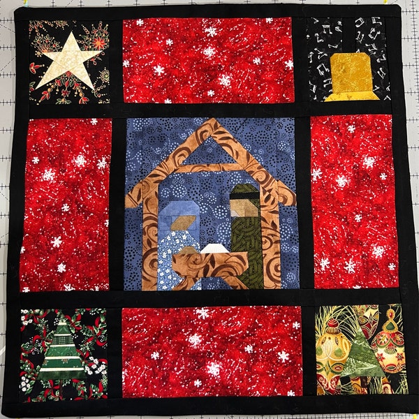 Nativity Scene Baby Jesus, Mary and Joseph Christmas Quilt Block ...