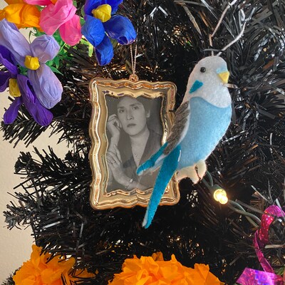 Parakeet Ornament Budgie Ornament Felt Blue & White Pet Bird Gift ...