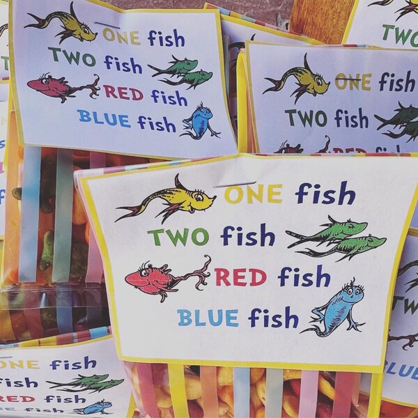 Dr. Seuss Treat Bag Card, Dr. Seuss Printable, One Fish Two Fish, Dr ...