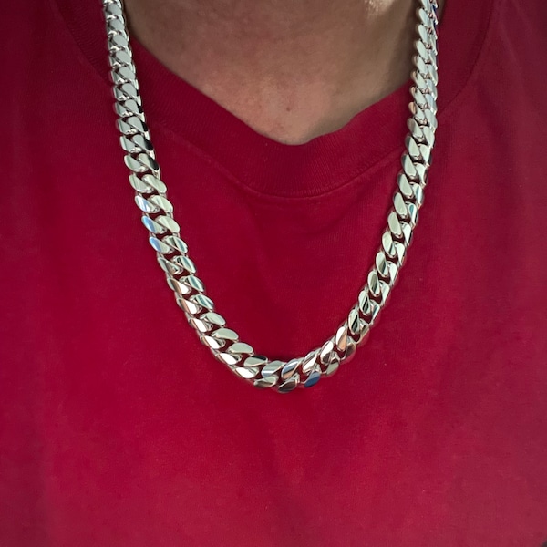19mm, 26inch, Hand Made Pure Solid 999 Silver ,cuban Link Necklace - Etsy
