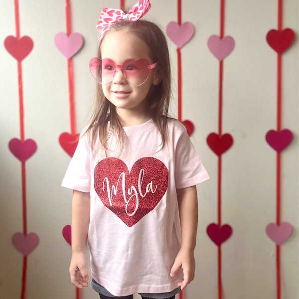 Kid's Valentine Outfit, Personalized Valentine's Sweatshirt With Heart ...