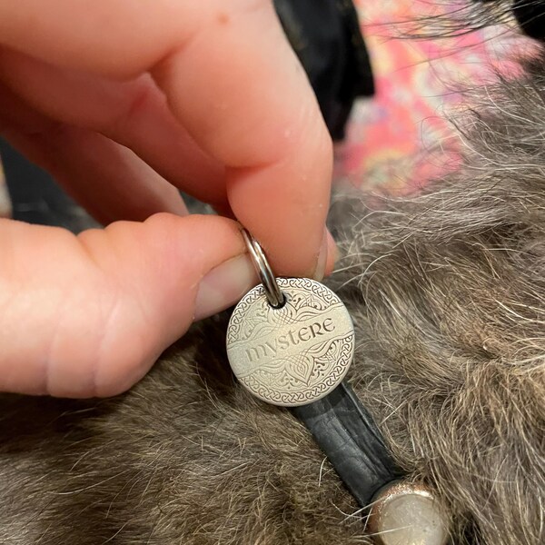 Personalized Pet Tag Elven Scrollwork With Celtic Border Custom Dog Cat ...