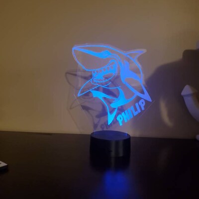 Shark Night Light Personalized Free LED Night Lamp With - Etsy