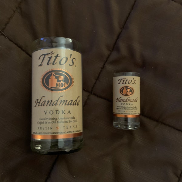 Vodka Shot Glasses Made From Recycled Tito's Miniature Bottles - Etsy