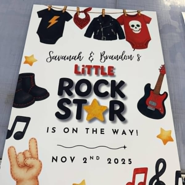 Rock Star Baby Shower Welcome Sign, Rock and Roll Baby Shower Theme ...