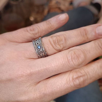 Unique Cracked Men's Ring, Men's Dry Earth Band, Rustic Wedding Band ...