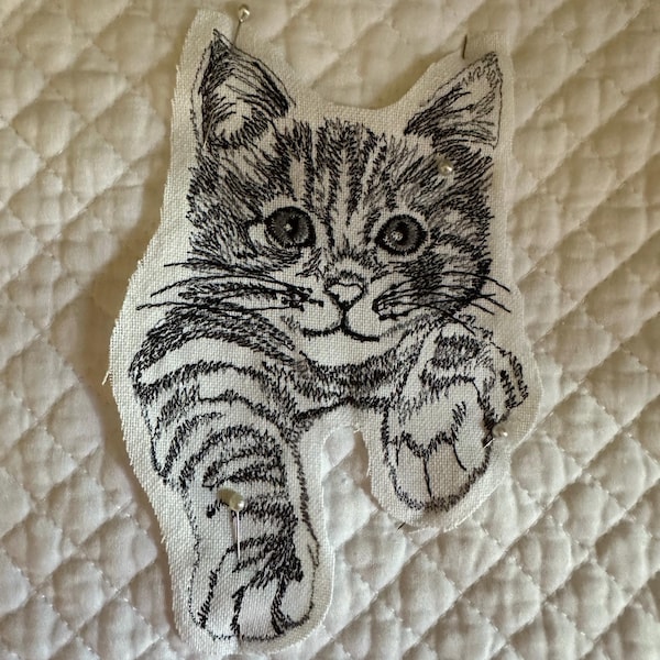 Cute Tabby Cat on a Light Background Machine Embroidery Design - Cute ...