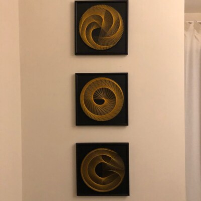 String Art in Gold-green Geometric Wall Decor for Living - Etsy