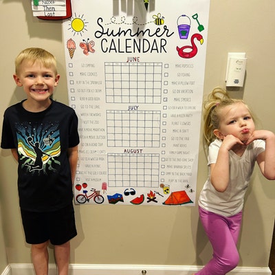 Printable Summer Calendar Poster, Summer Activities Calendar, Bucket ...