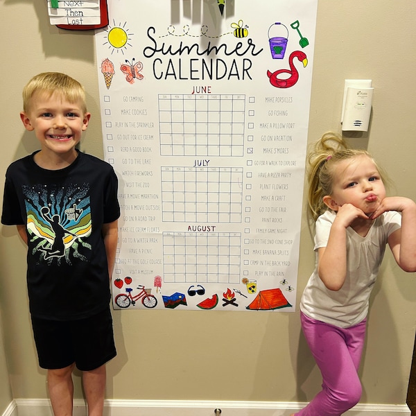 Printable Summer Calendar Poster, Summer Activities Calendar, Bucket ...